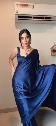 Fancy Navy Blue Color Ready To Wear Saree – SareeTree